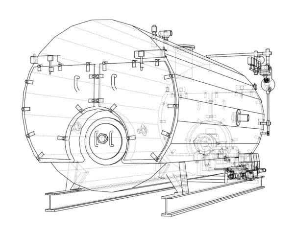 Industrial boiler outline. 3D illustration - Superior Central Boiler
